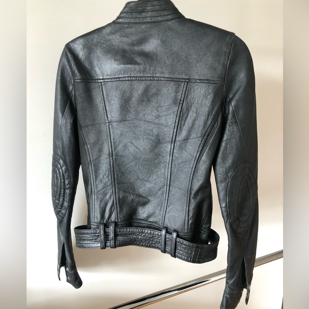 Zara Black Leather Studded Motorcycle Jacket, Size Sm… - Gem